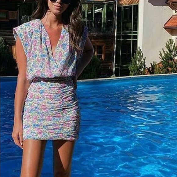 Zara | Dresses | Zara Nwot Bloggers Fave Floral Draped Mini Dress ...